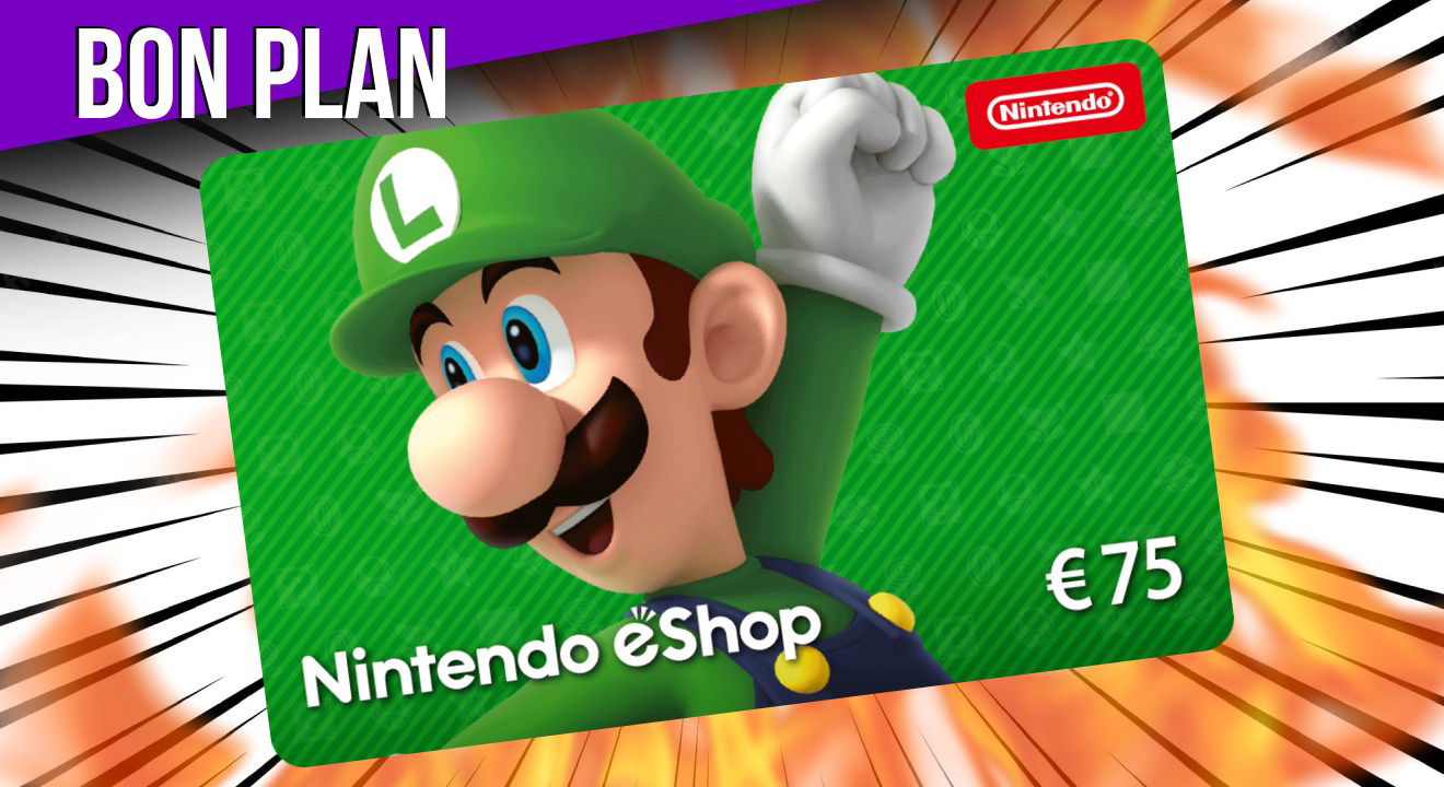 Carte Nintendo eShop d'une valeur de 75 € à seulement 63,02